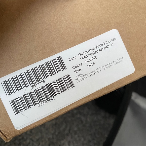 ASOS | Shoes | Asos Silver Strappy Cross Strap Chunky Heel Wide Fit ...